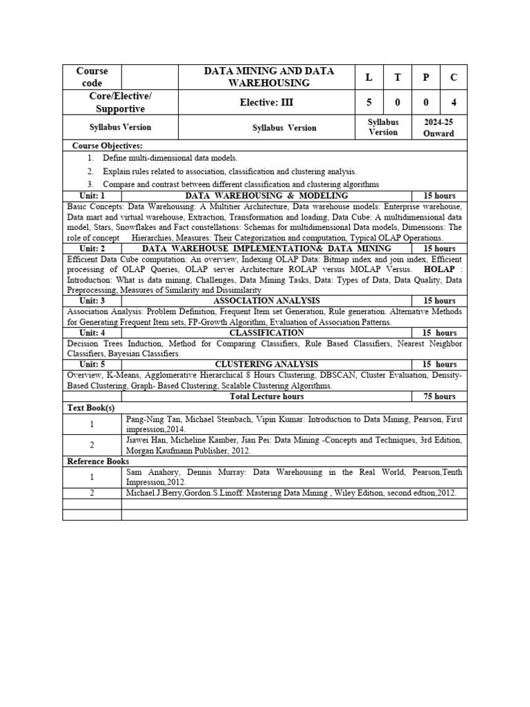 Data-Mining-And Data Warehousing | PDF | Cluster Analysis | Data Warehouse