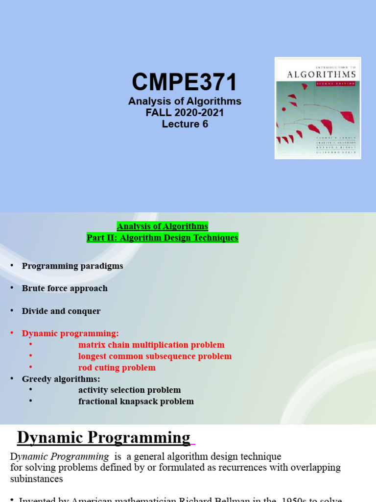 Lecture_6_1 | PDF | Dynamic Programming | Matrix (Mathematics) Lecture_6_1 | PDF | Dynamic Programming | Matrix (Mathematics)