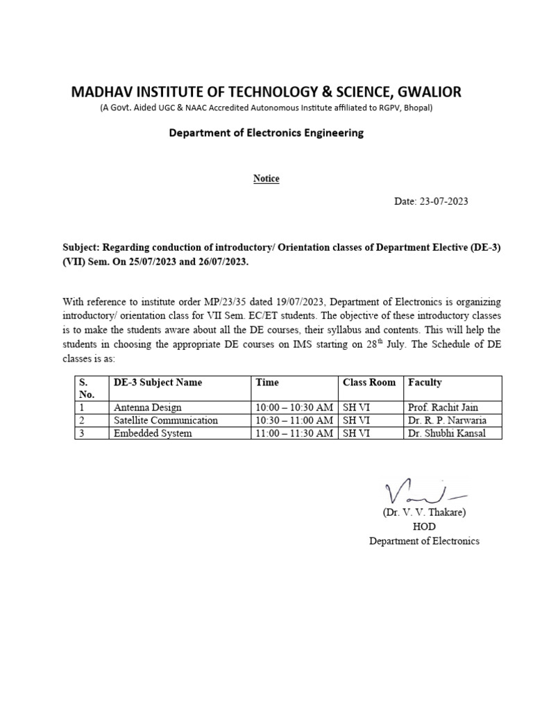 Electronics DE-3 Orientation Schedule | PDF