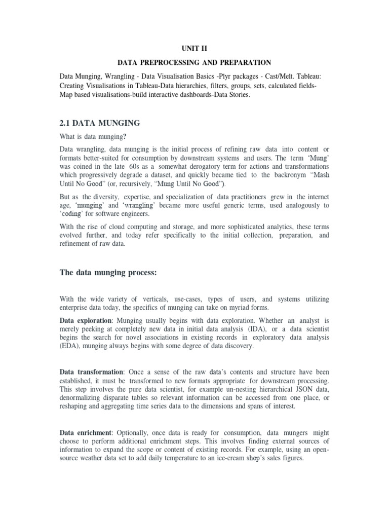Unit II Notes | PDF | Data Science | Data Unit II Notes | PDF | Data Science | Data