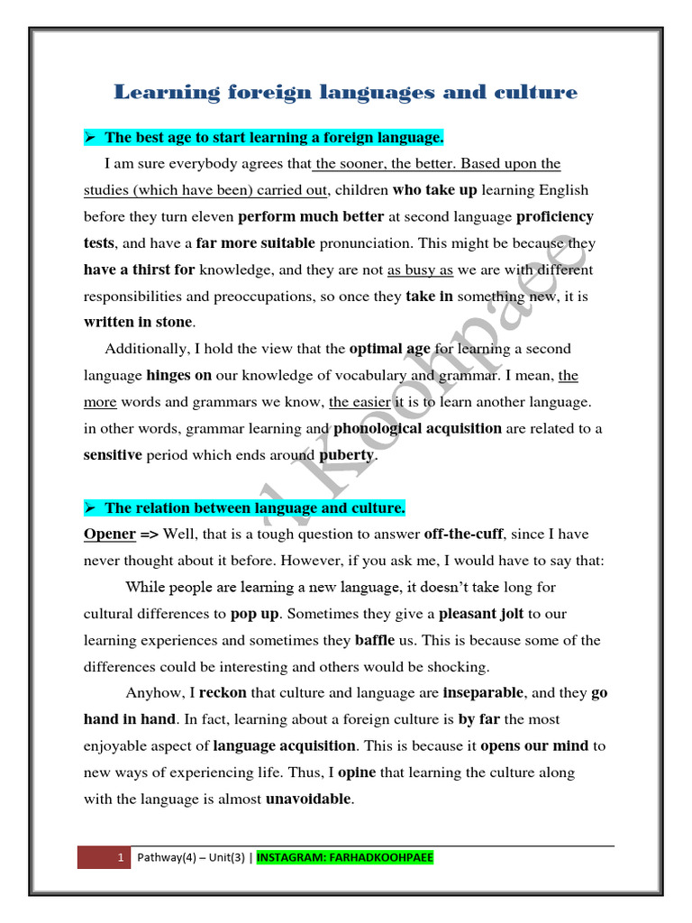 Speaking - Unit 3 | PDF