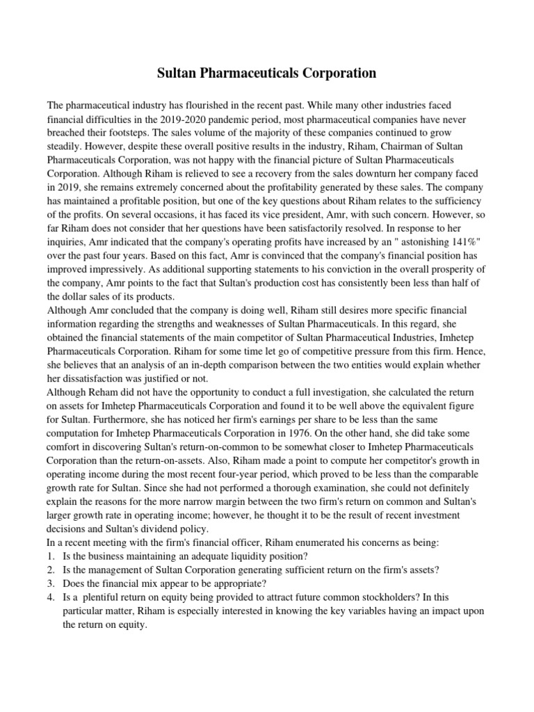 Sultan Drug Corporation-Case | PDF | Equity (Finance) | Retained Earnings