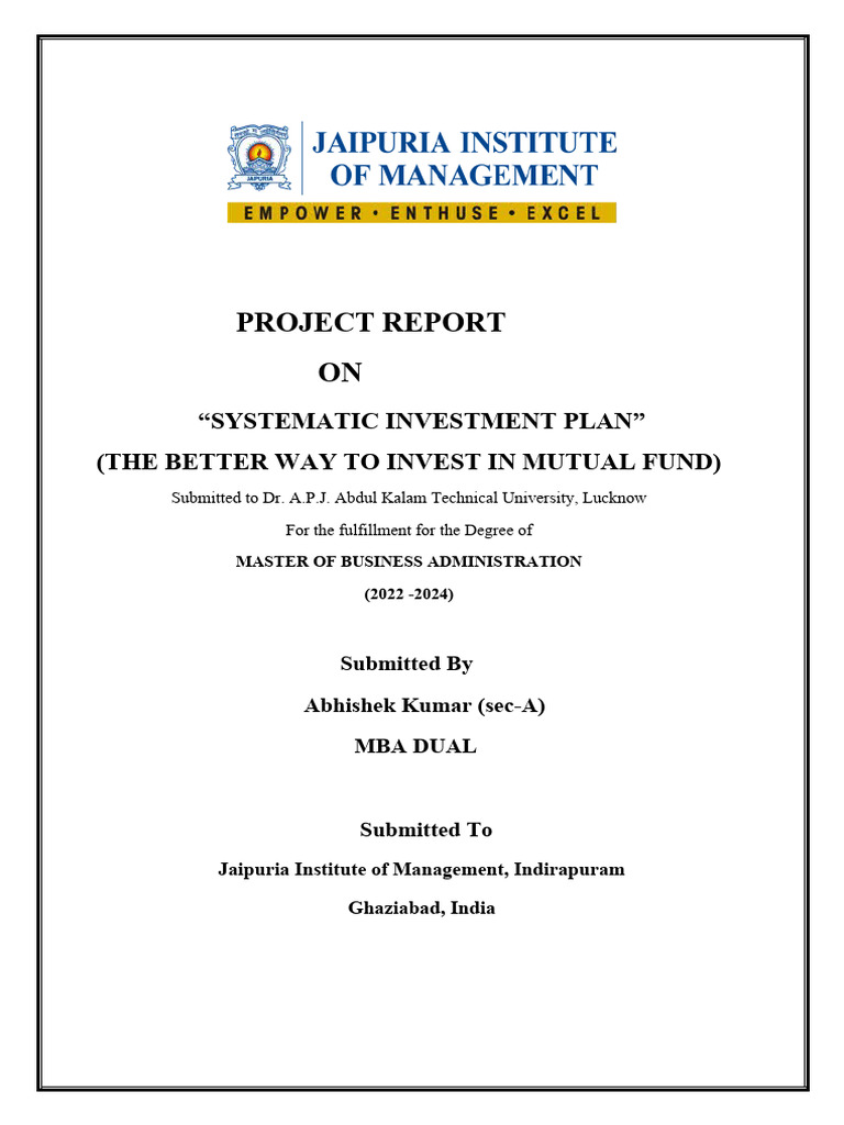 SIP Report | PDF | Business | Finance & Money Management
