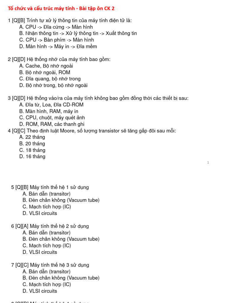 BaiTap CK 2 CoDapAn | PDF