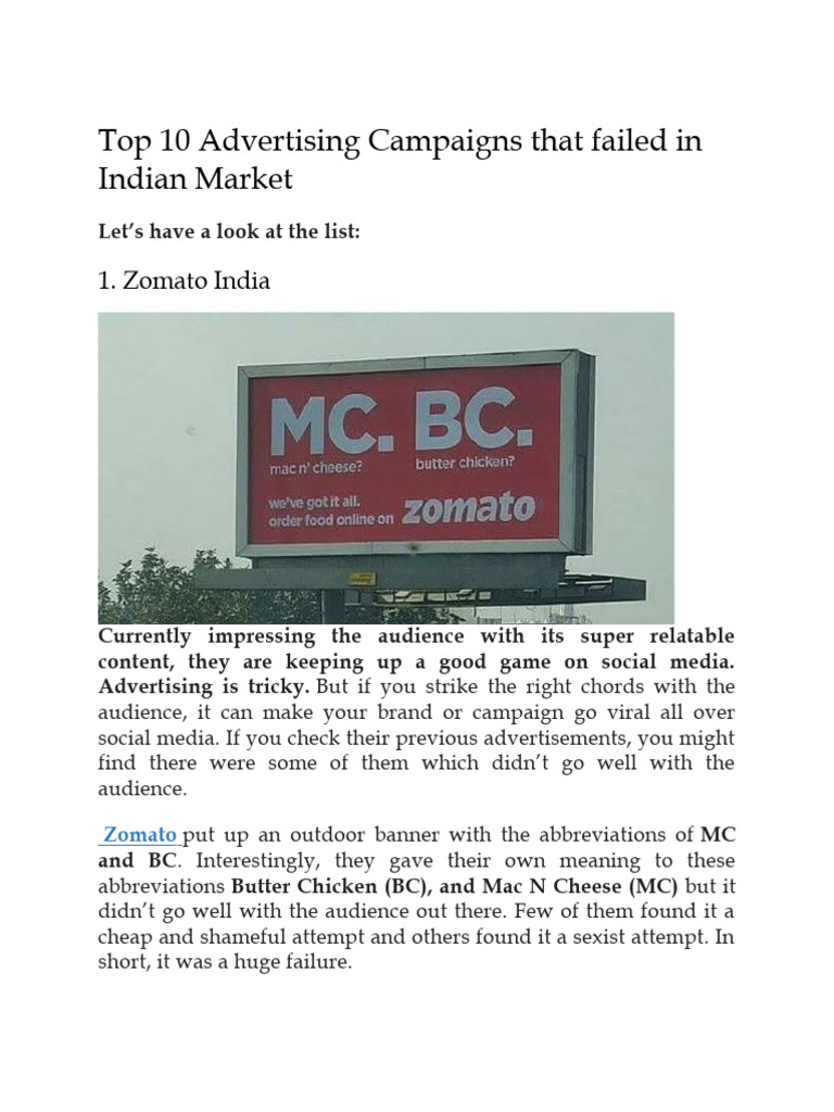 Top 10 Advertising Campaigns That Failed in Indian Market | Download ...