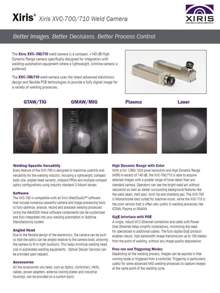 Xiris - Weld Camera - XVC-7x0 - Datasheet - 20220413 | PDF | Camera ...