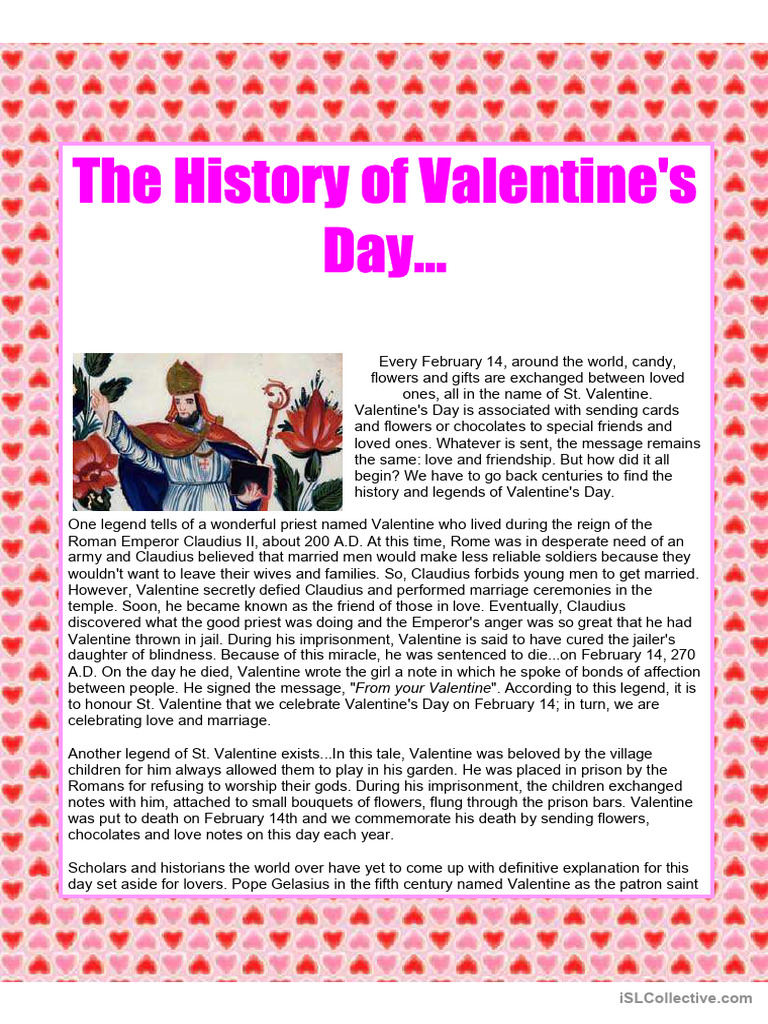 The History of Valentine's Day - Text | PDF | Valentine's Day The History of Valentine's Day - Text | PDF | Valentine's Day