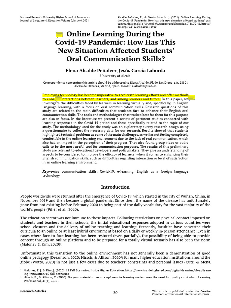 How COVID-19 Affected Students't Oral Presentation Skills | PDF ...