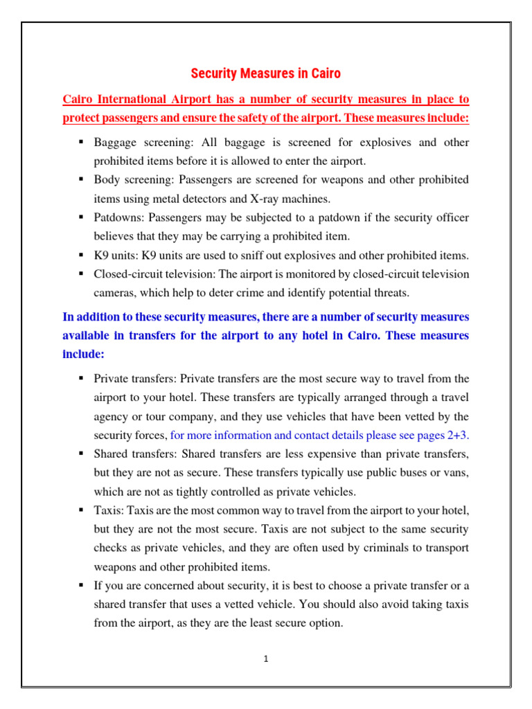 Cairo - Security Measures | PDF | Closed Circuit Television | Airport