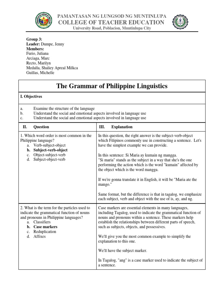 Philippine Linguistics: Grammar Insights | PDF | Grammatical Gender | Noun