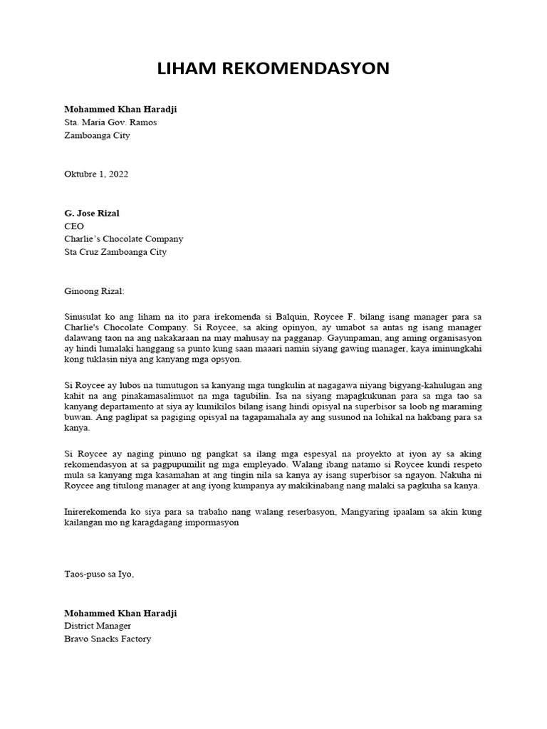 Liham Rekomendasyon | PDF