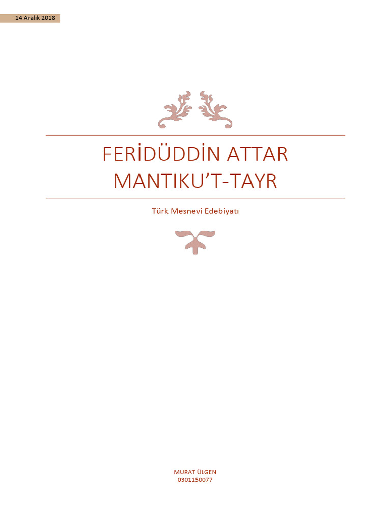 Feriduddin Attar Mantikut-Tayr | PDF