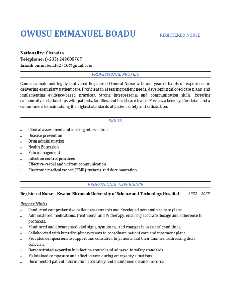 Emma - CV | PDF | Nursing | Health Care