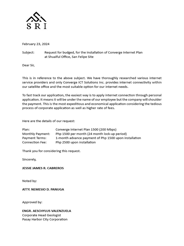 Request Letter Internet | PDF