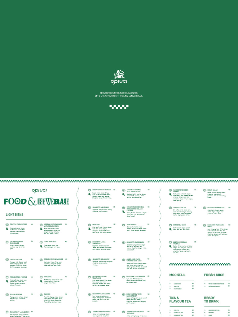 Opiuci Food & Beverages Menu Updated Nov 2022 | PDF