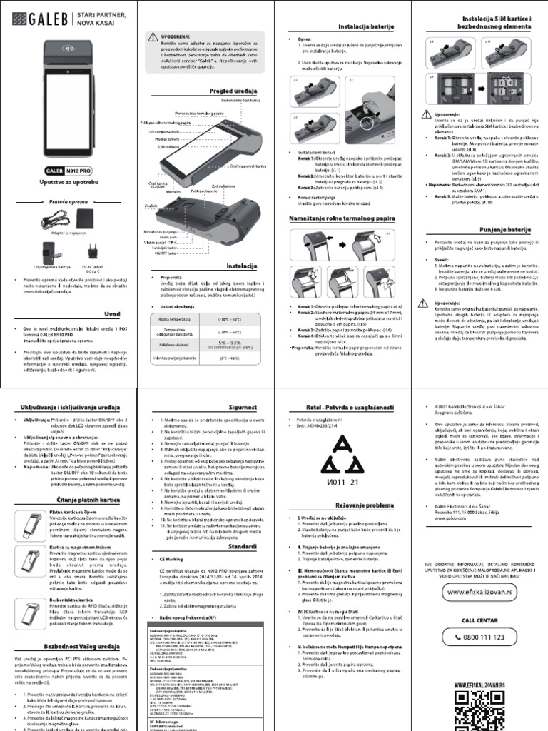 Galeb n910 Pro Uputstvo Za Upotrebu | PDF