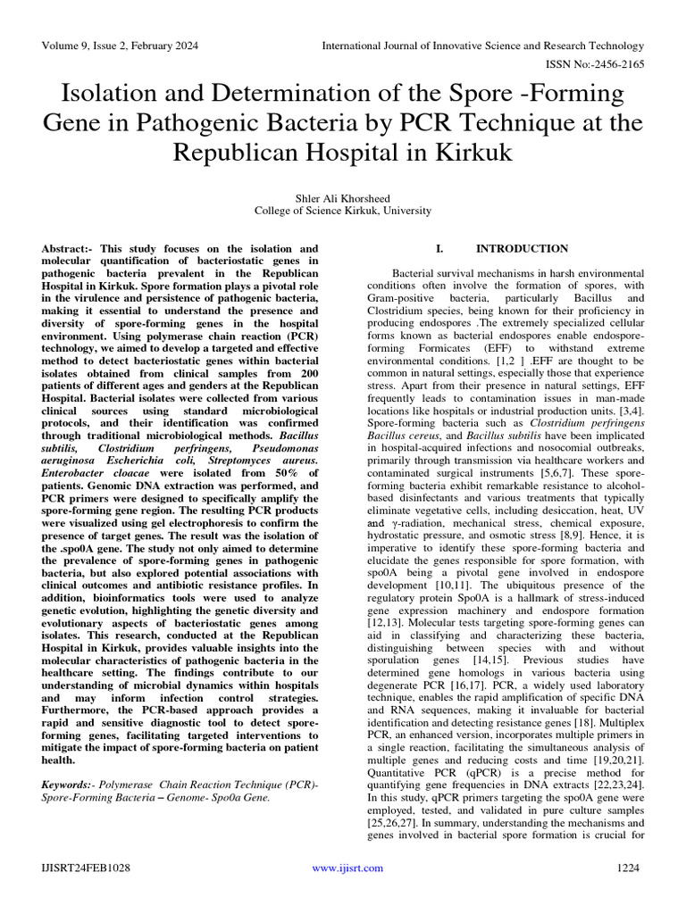 Spore-Forming Gene Detection in Bacteria | PDF | Polymerase Chain ...