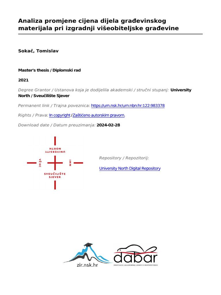 Analiza Promjene Cijena Dijela Gradevinskog Materijala Pri Izgradnji ...