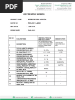 Finar HCl COA and Expiry Details | PDF | Hydrochloric Acid | Chlorine