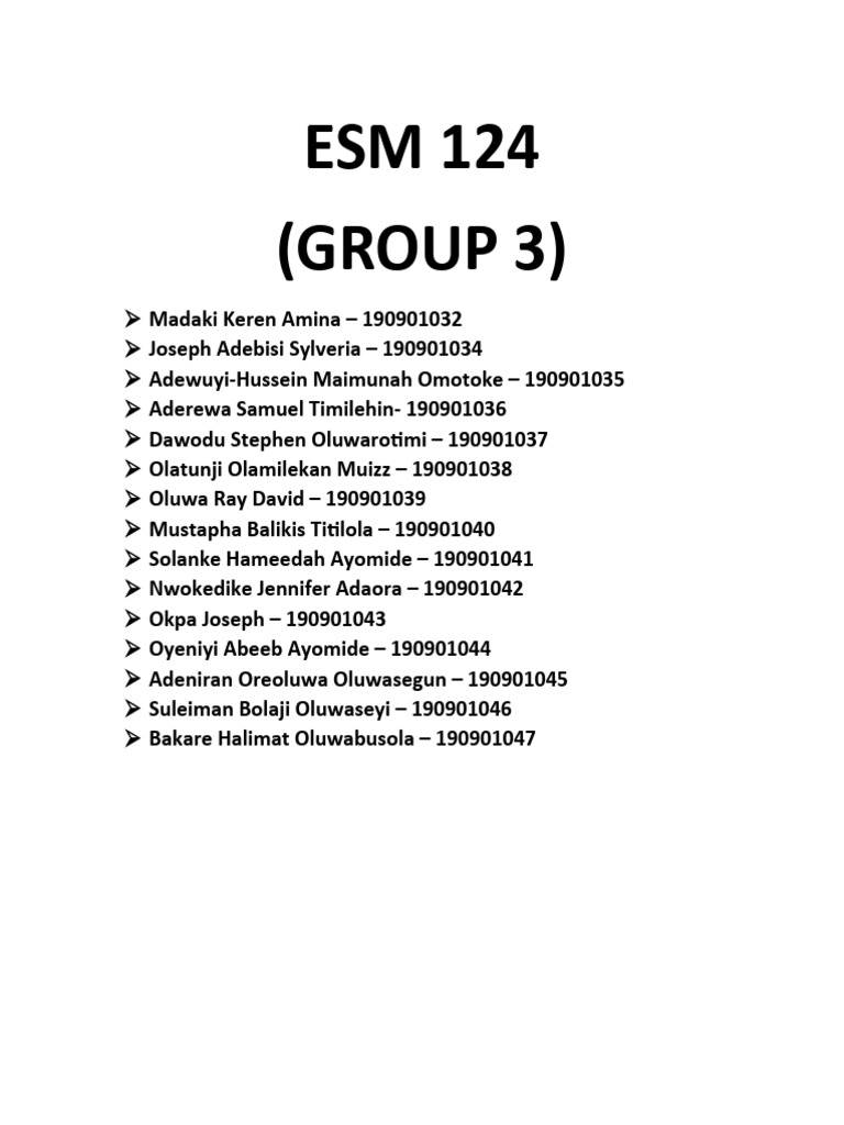 Esm 124 Group 3 Assignment | PDF | Property | Nigeria
