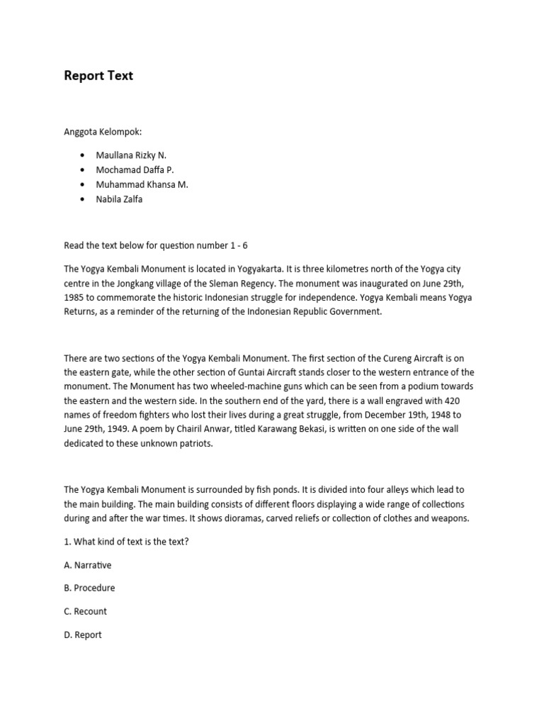 Soal Report Text-WPS Office | PDF