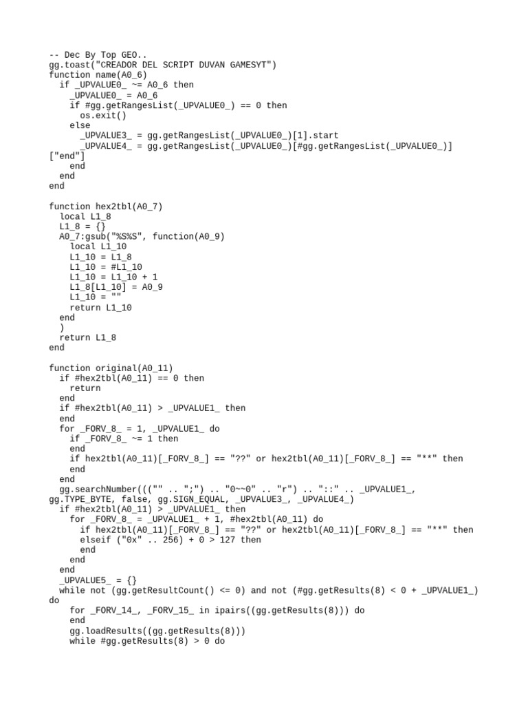 Free Fire Script (By DUVAN) .Dec - Lua | PDF | Data | Computer Programming