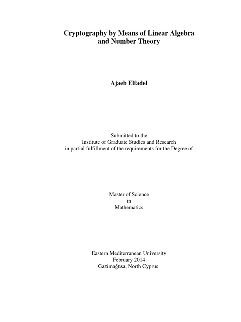 Cryptography by Means of Linear Algebra | PDF | Cryptography | Encryption