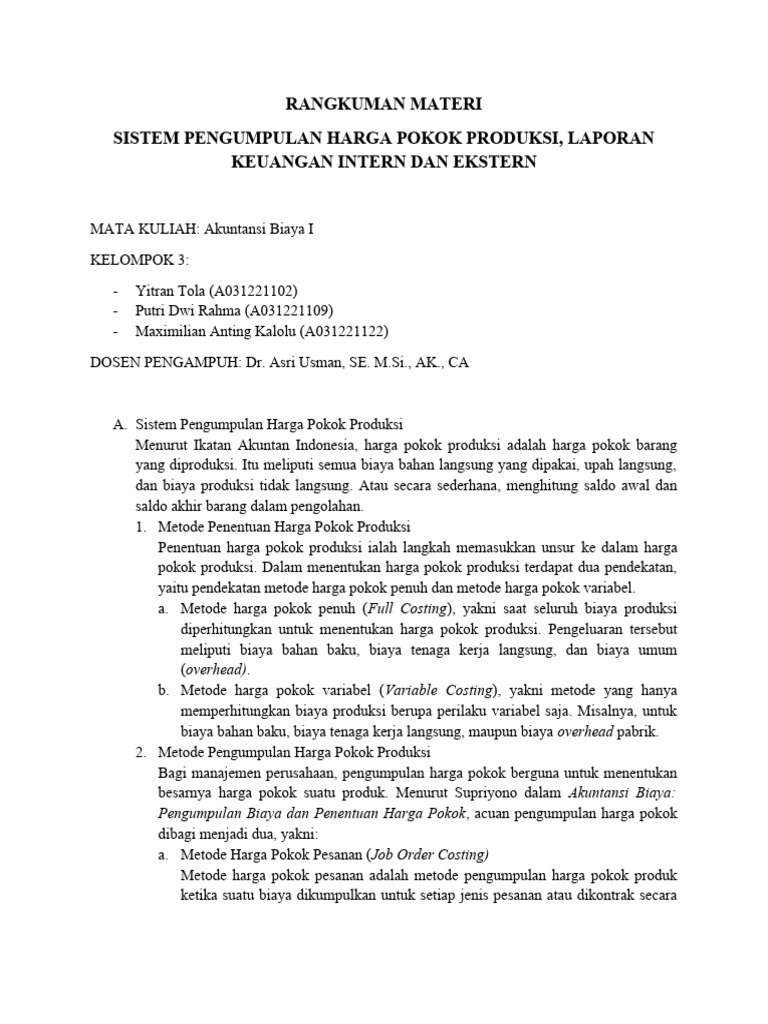 RMK CH 3 AKUNTANSI BIAYA | PDF