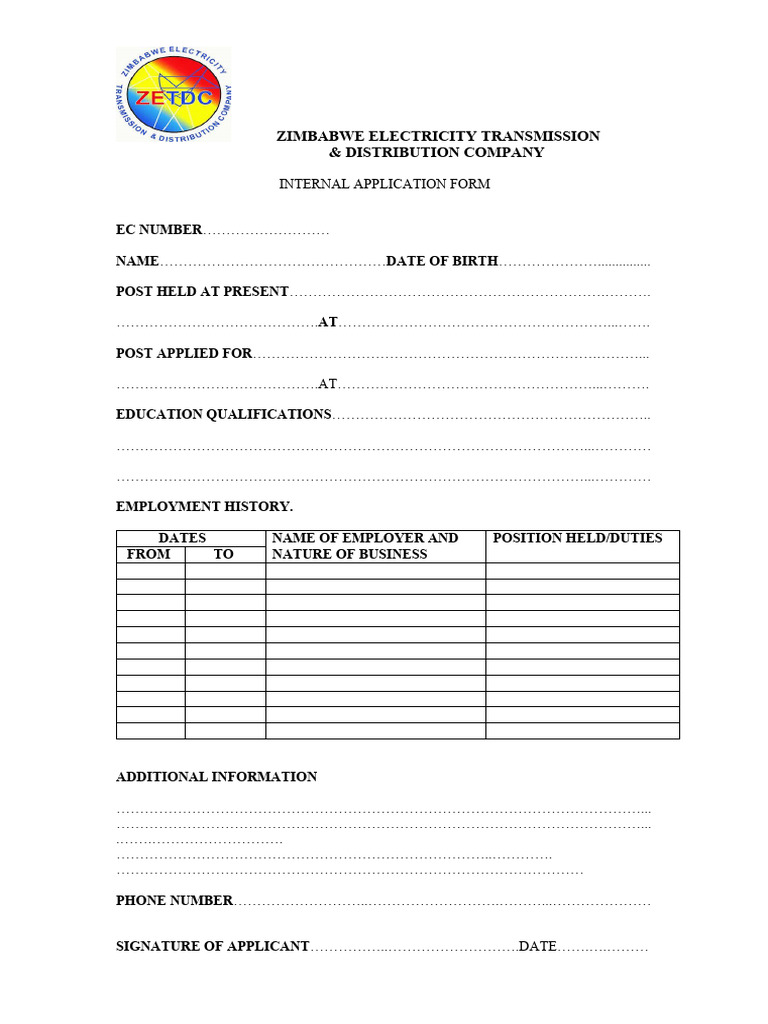 ZESA Internal Application-1 | PDF