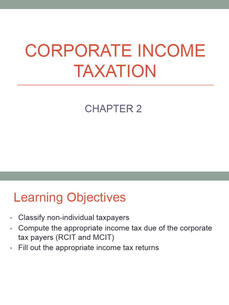 Corporate Income Taxation | PDF | Income Tax | Gross Income