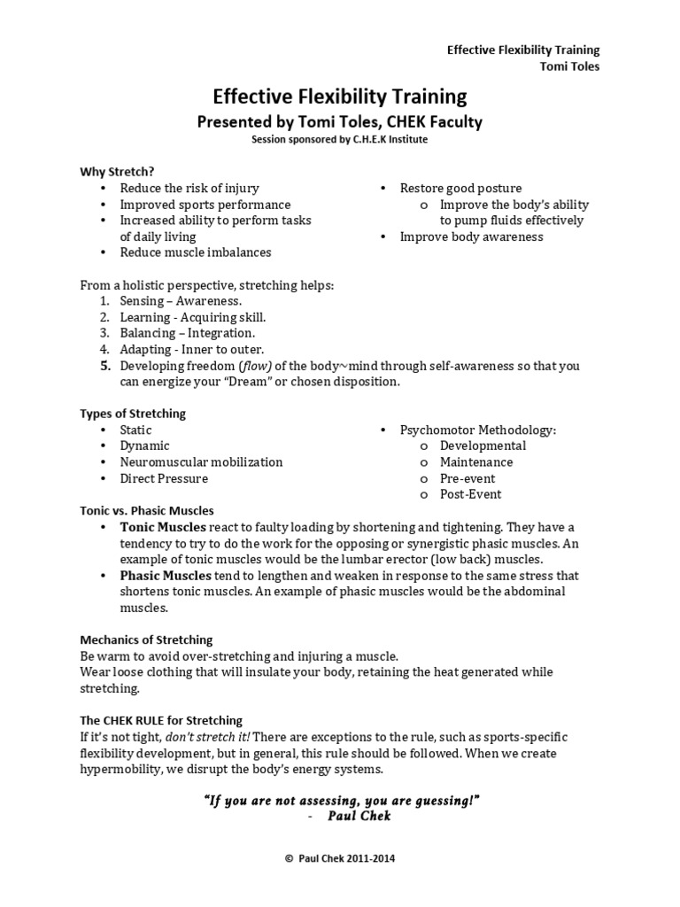 Effective Flexibility Training 90-Min-Toles2 | PDF | Anatomical Terms Of Motion | Flexibility ...