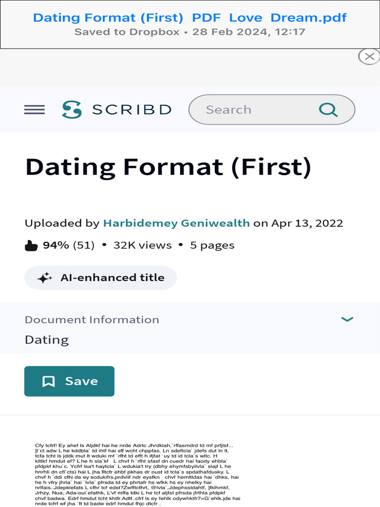 Dating Format (First) PDF Love Dream | PDF | Scribd | Intellectual Works