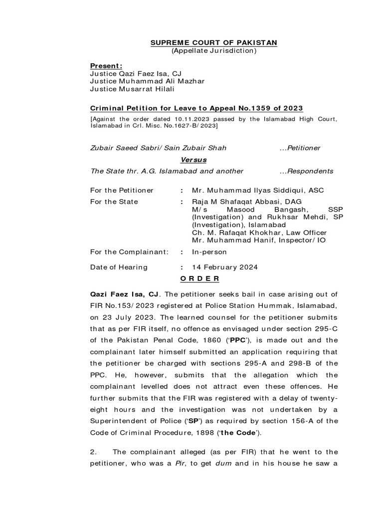 Crl.p. 1359 2023 | PDF | Muhammad | Quran