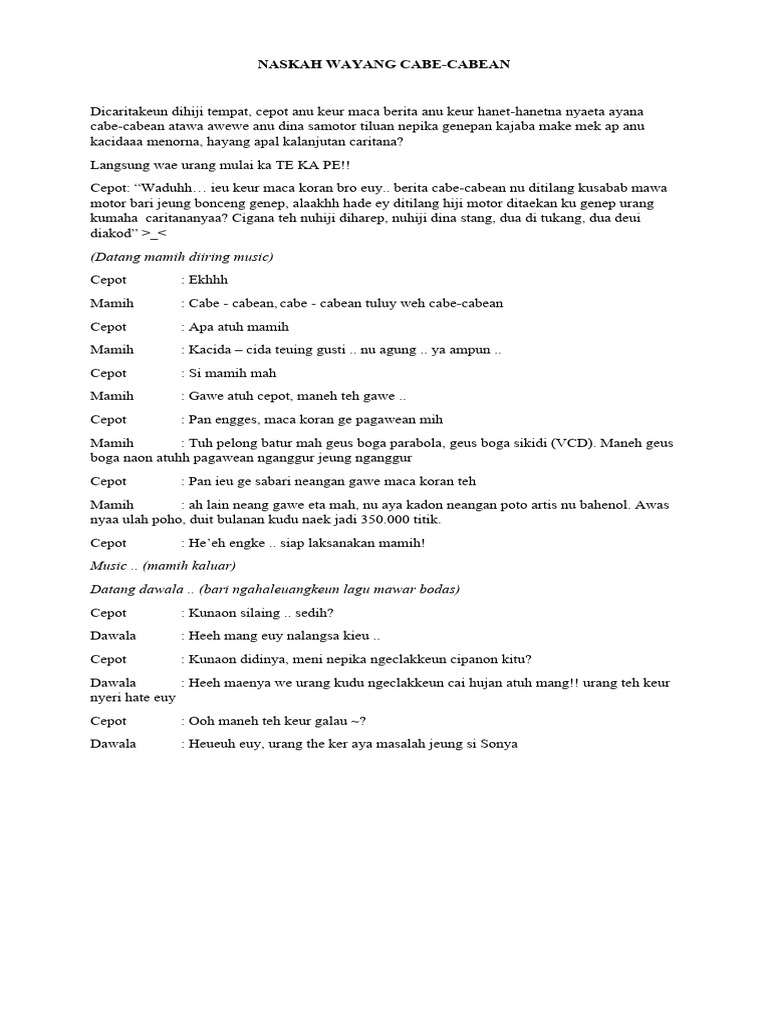 Naskah Wayang Cabe | PDF