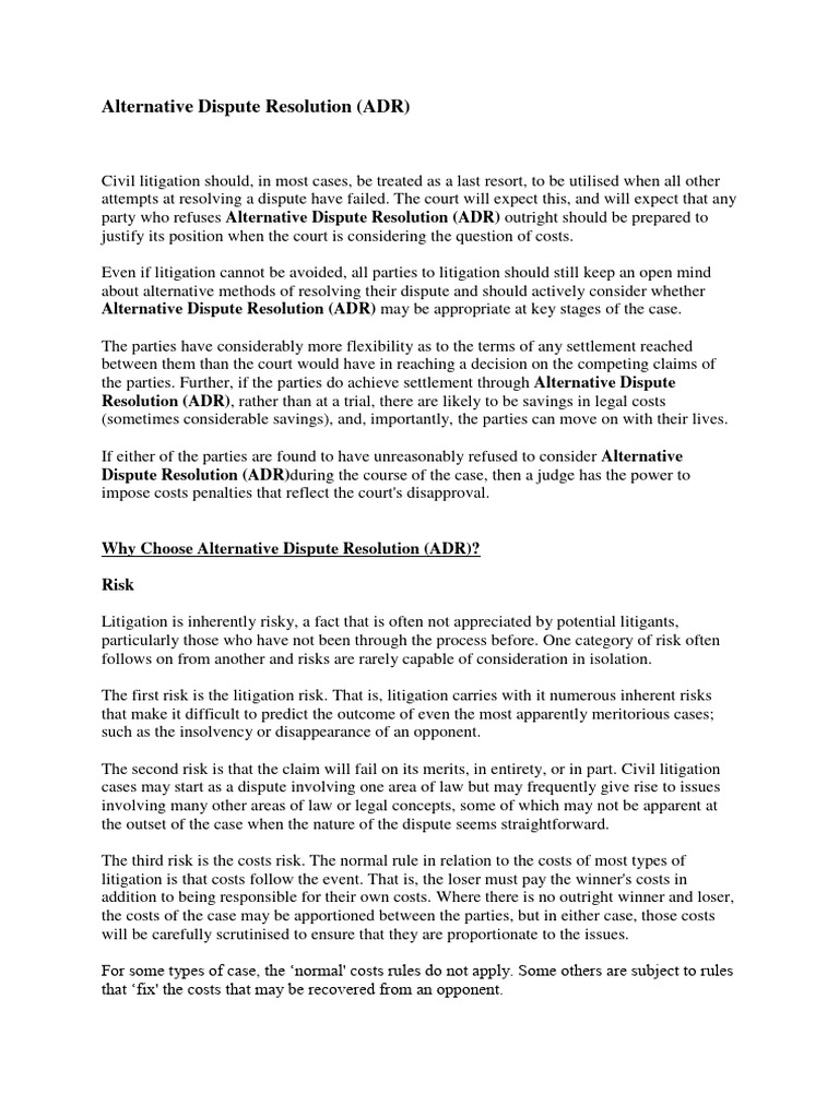 Alternative Dispute Resolution | PDF | Alternative Dispute Resolution ...