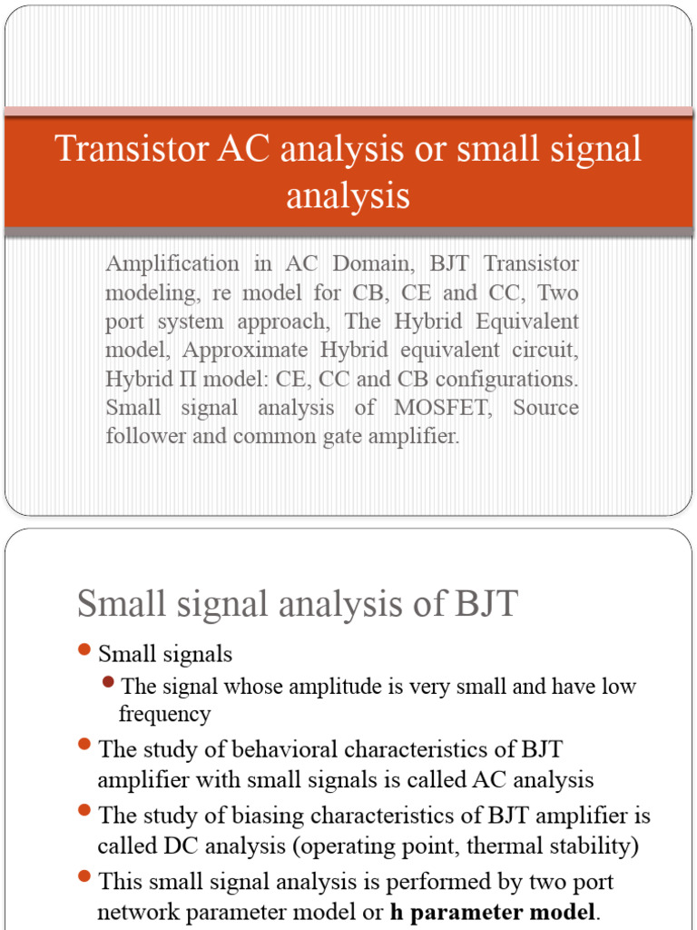 Transistor AC Analysis or Small Signal Analysis | PDF