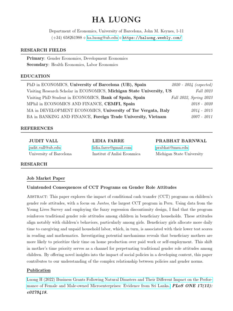 CV of Ha Luong 28 Feb | PDF | Economies