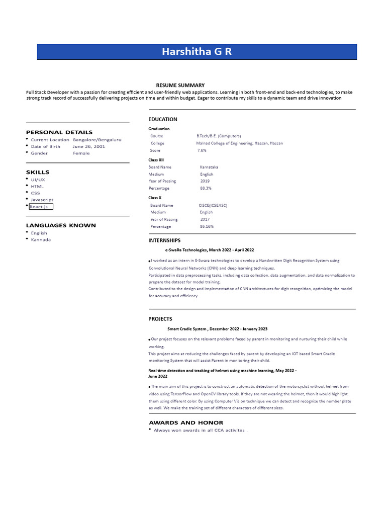 Full Stack Developer Resume Summary | PDF | Computing | Cybernetics