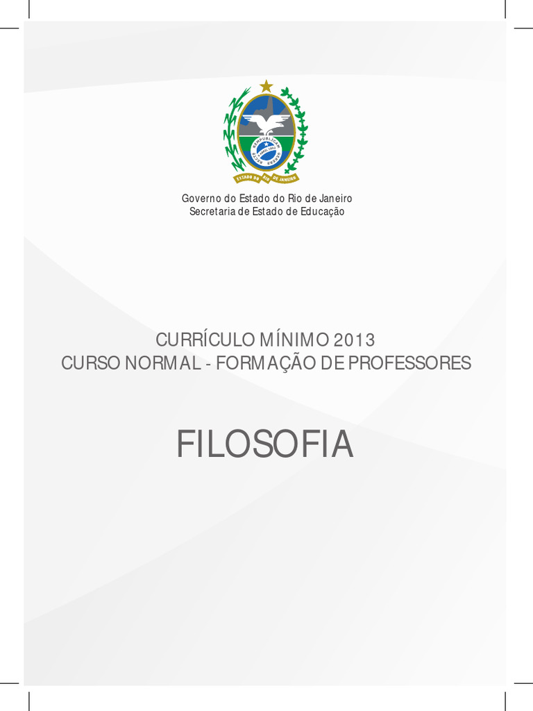 Rio de Jneiro Curriculo Minimo 2013 Curso Normal Professores Filosofia ...