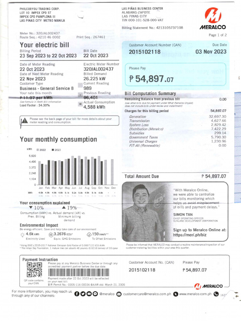 Electric Bill 4thQtr | PDF