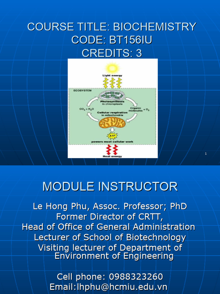 Lecture 0-Overview of The Course and Revision | PDF | Metabolism | Biochemistry