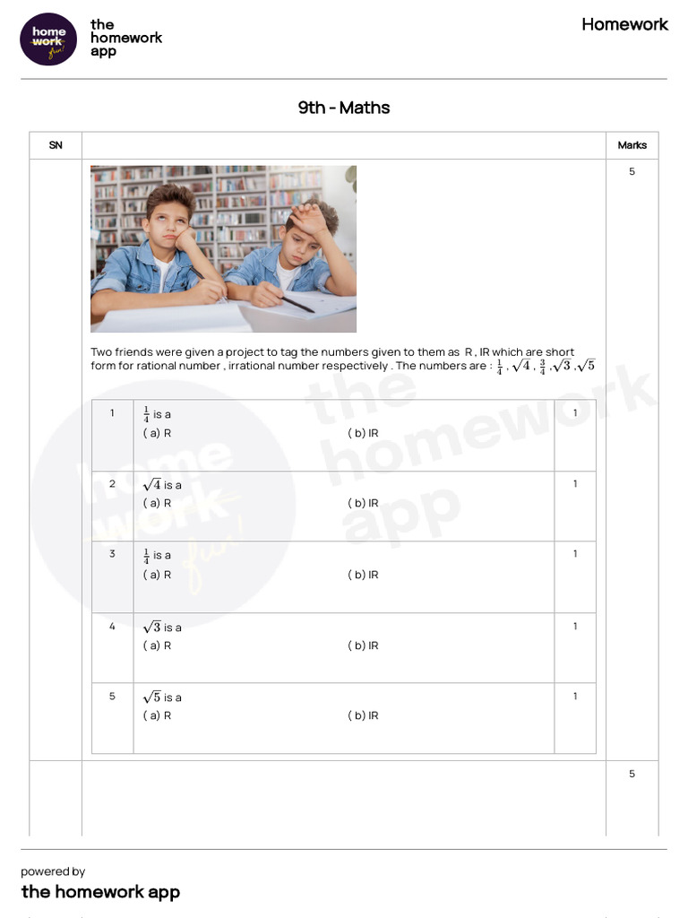 Questions - Homework - 9th - Maths - 2024-02-19T0633 | PDF ...
