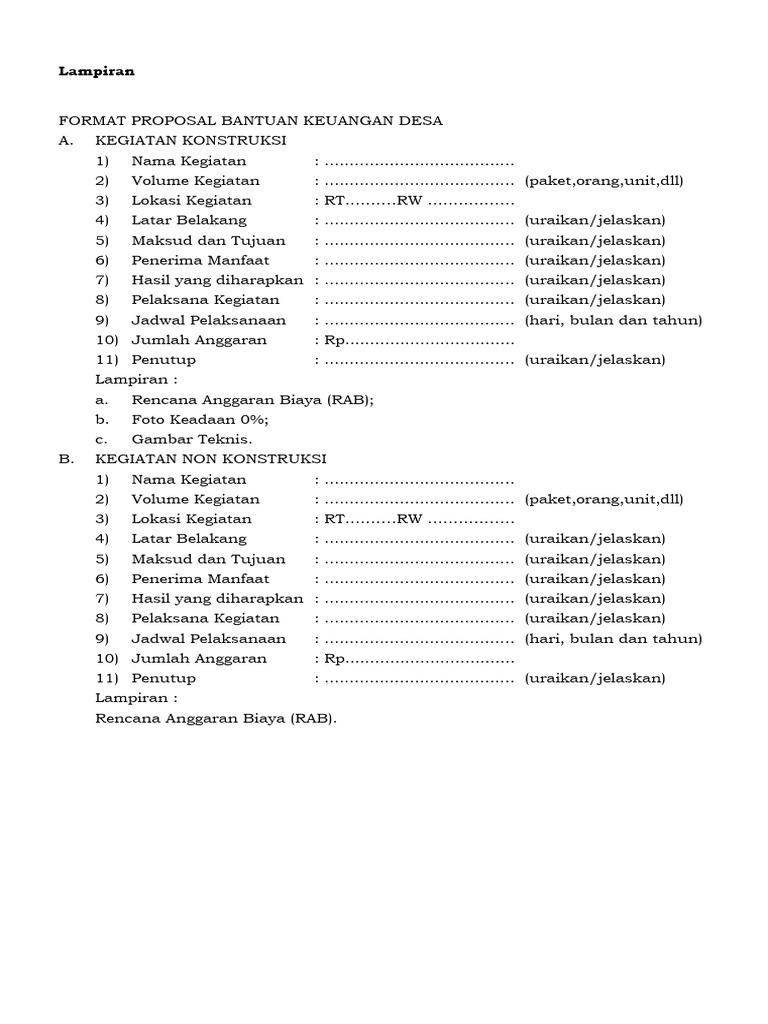 Lampiran Bankeu Desa | PDF