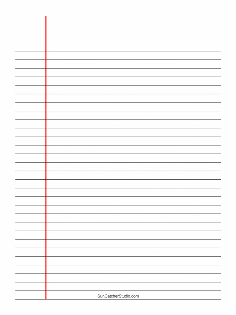 Printable Lined Paper Wide Ruled 30 010101 ff0000 | PDF