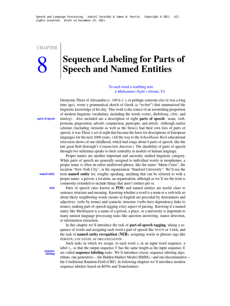 08 Sequence Labelling | PDF | Clause | Part Of Speech