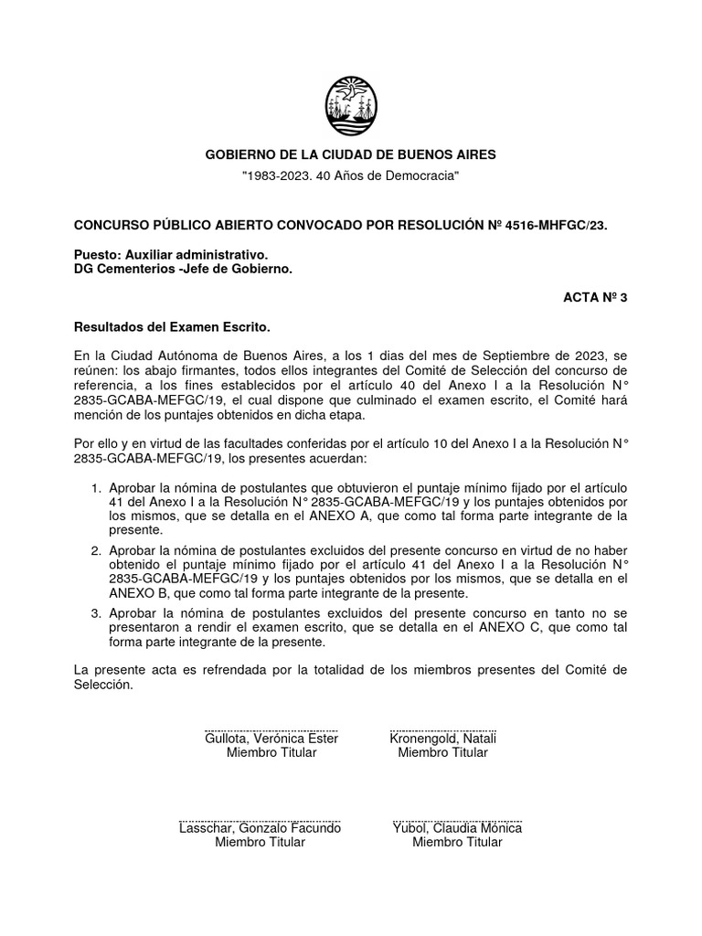 Acta 3 - Res N 4516-MHFGC - 23 | PDF