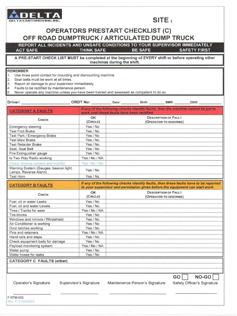 C F-EFM-055 (Rev.04) - Operators Prestart Checklist (C) Off Road ...