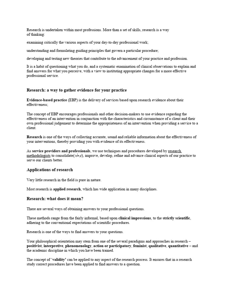 Understanding Research in Professional Practice | PDF | Methodology ...