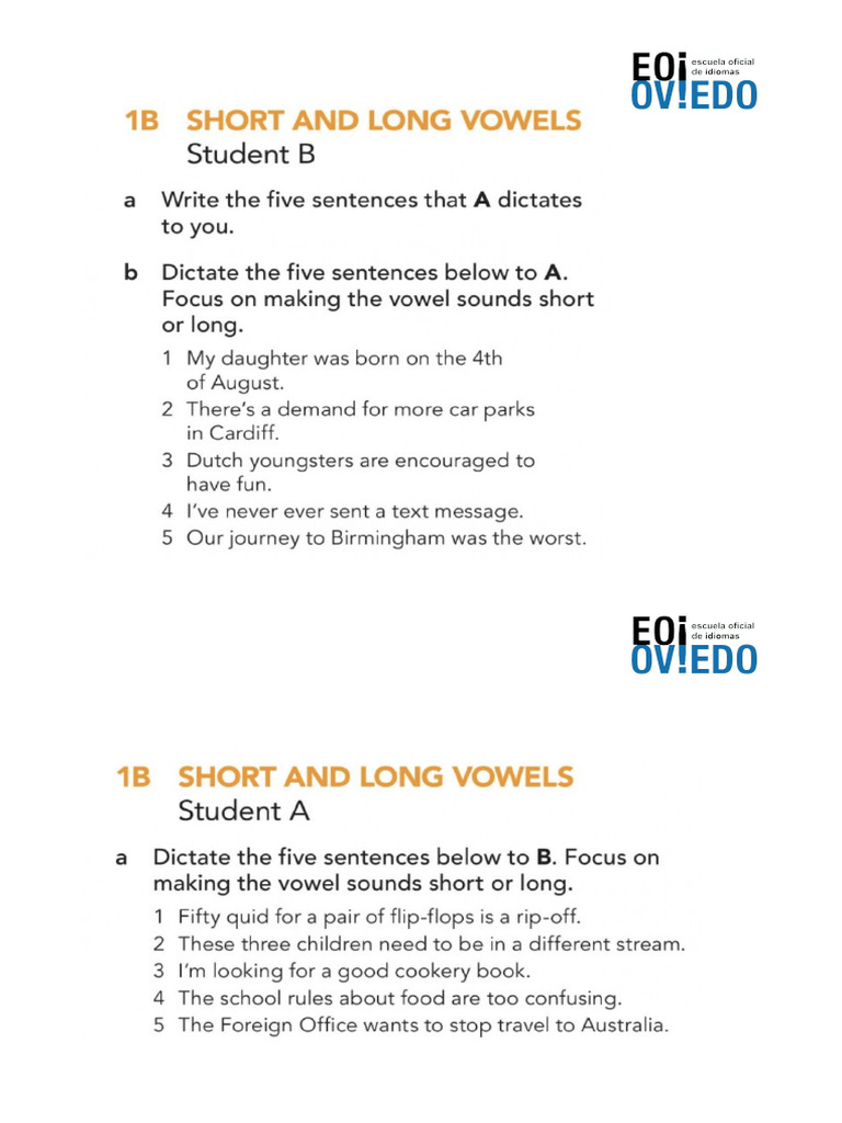 1B Short Long Vowels Dialogue | PDF