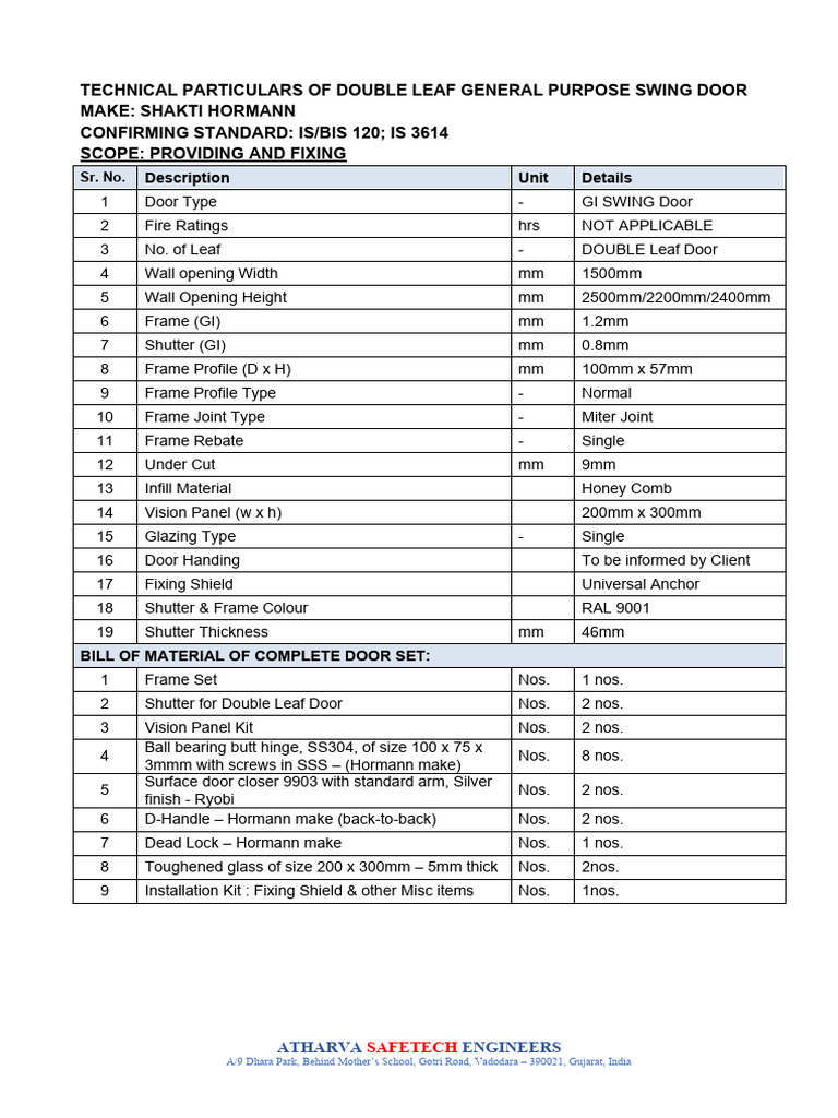 Data Sheet - Gi Swing Doors | PDF | Door | Architectural Design